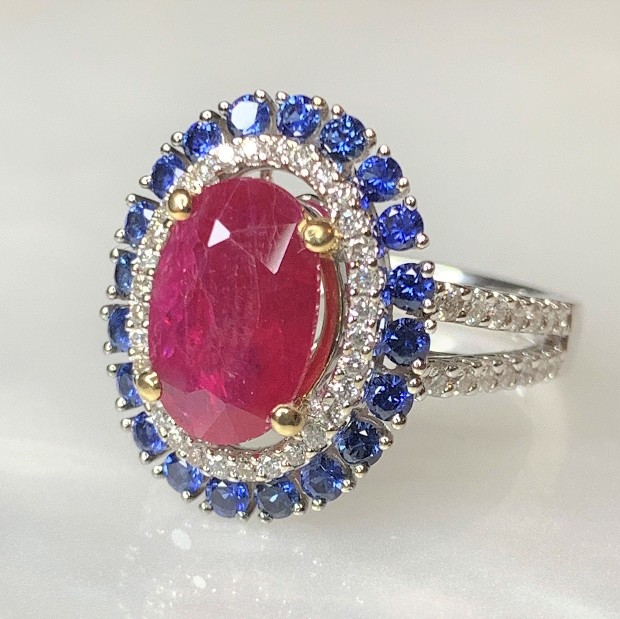 Ruby Ring, Ruby Engagement Ring, Ruby Sapphire Diamond Ring, Ruby ...