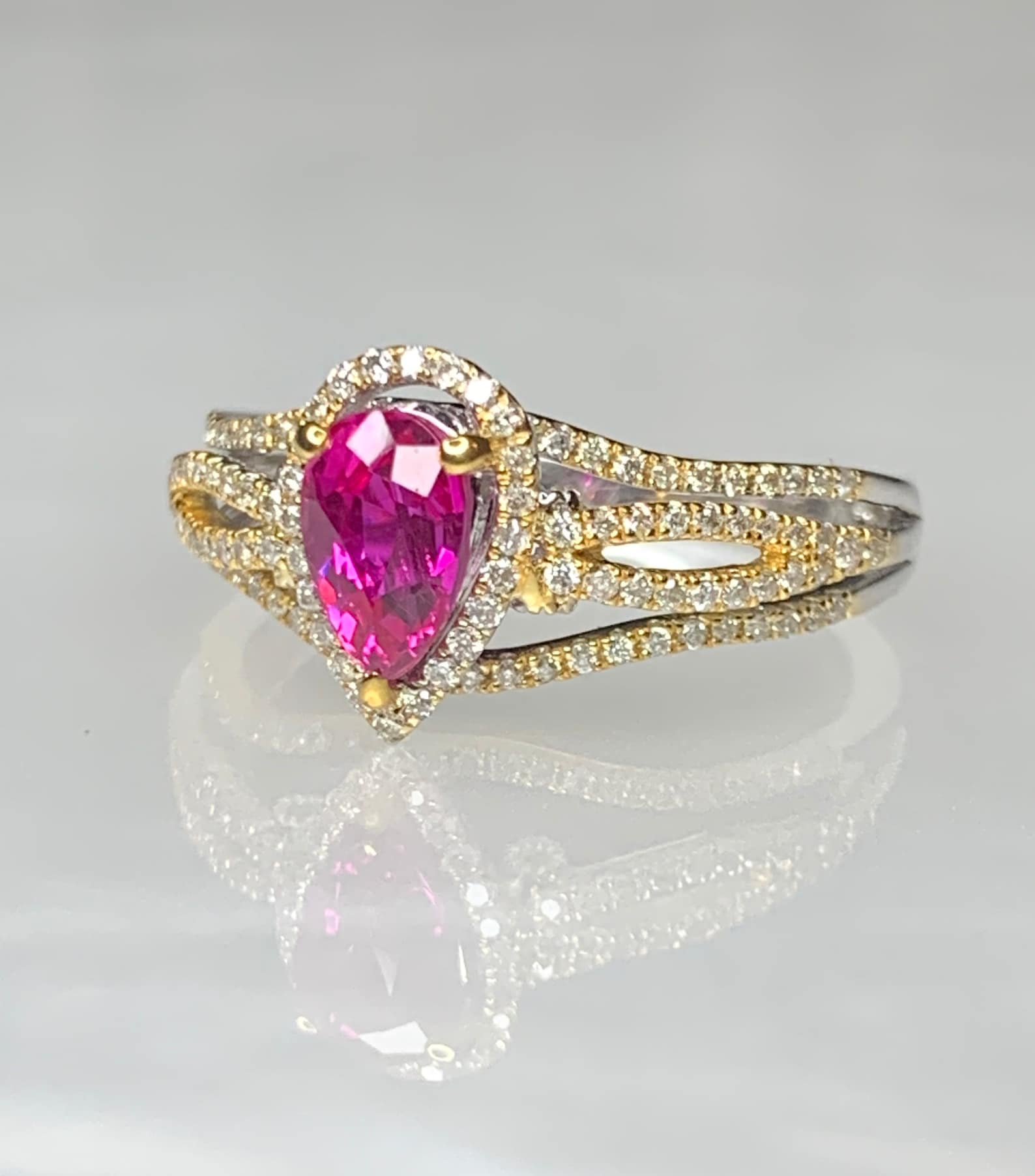Ruby Ring, Ruby Diamond Ring for Women, Pear Shaped Ruby Engagement ...