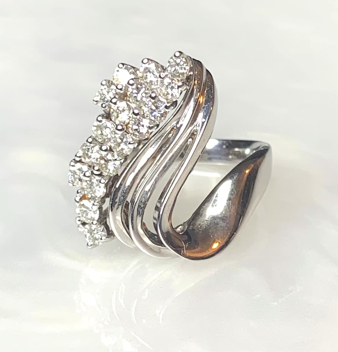 Diamond Waterfall Ring, Vintage Waterfall Ring, Vintage Diamond Ring ...