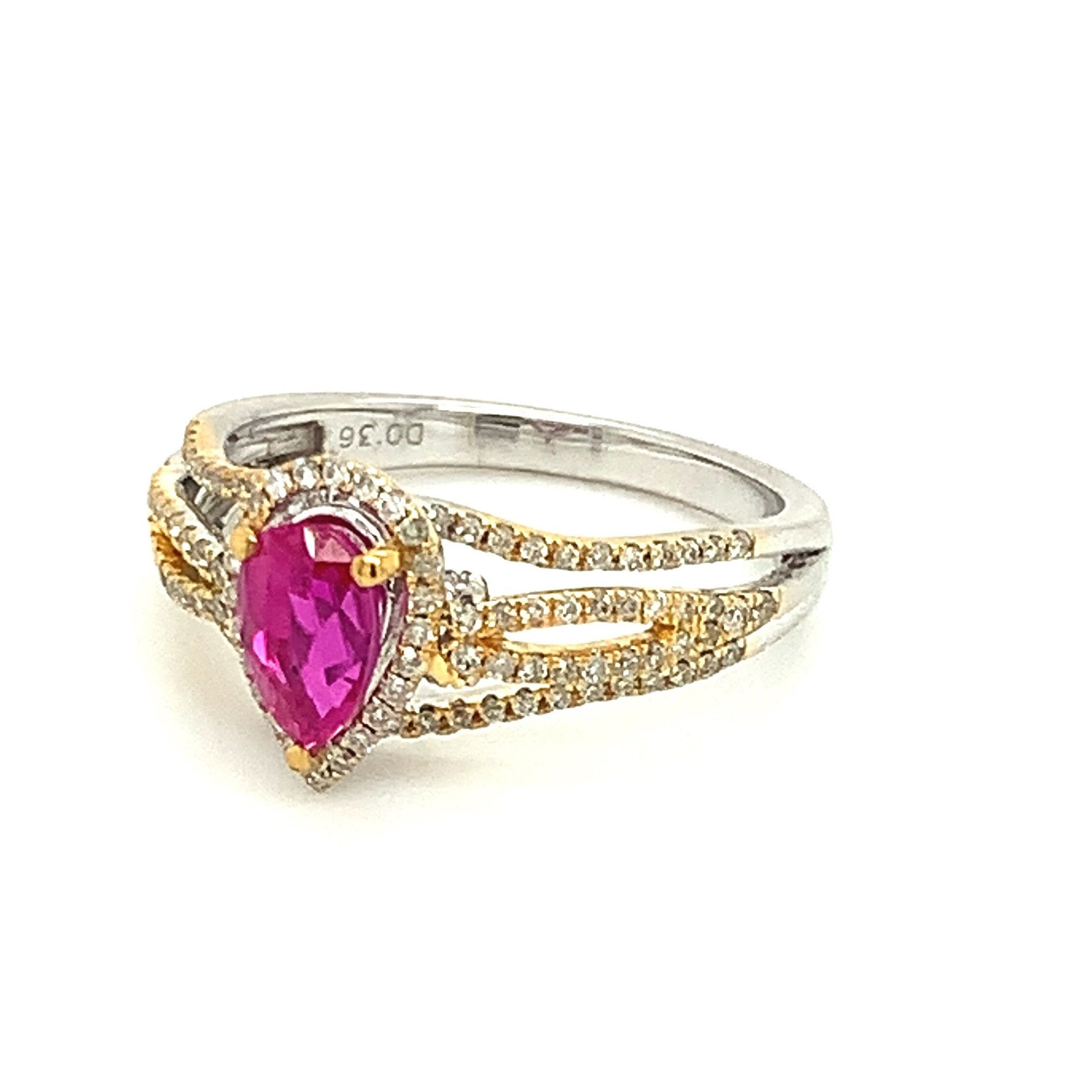 Ruby Ring Ruby Diamond Ring for Women Pear Shaped Ruby - Etsy