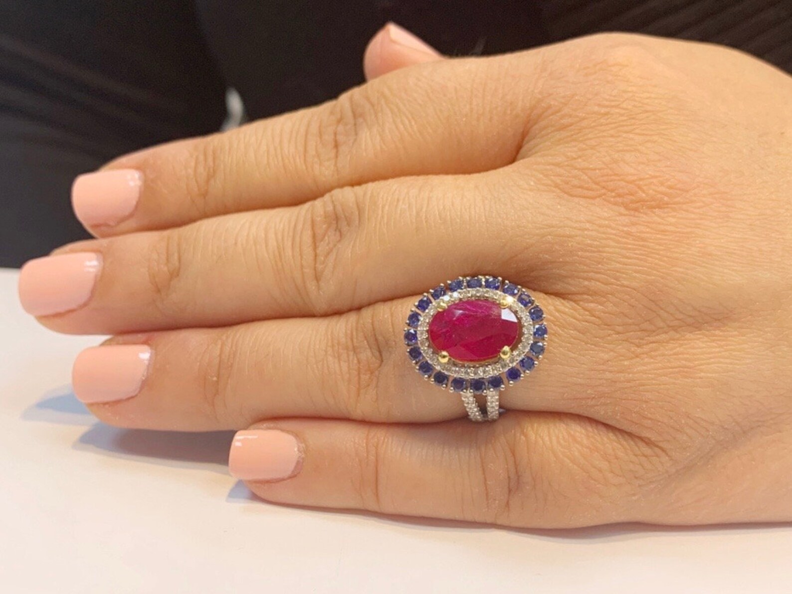 Ruby Ring, Ruby Engagement Ring, Ruby Sapphire Diamond Ring, Ruby ...