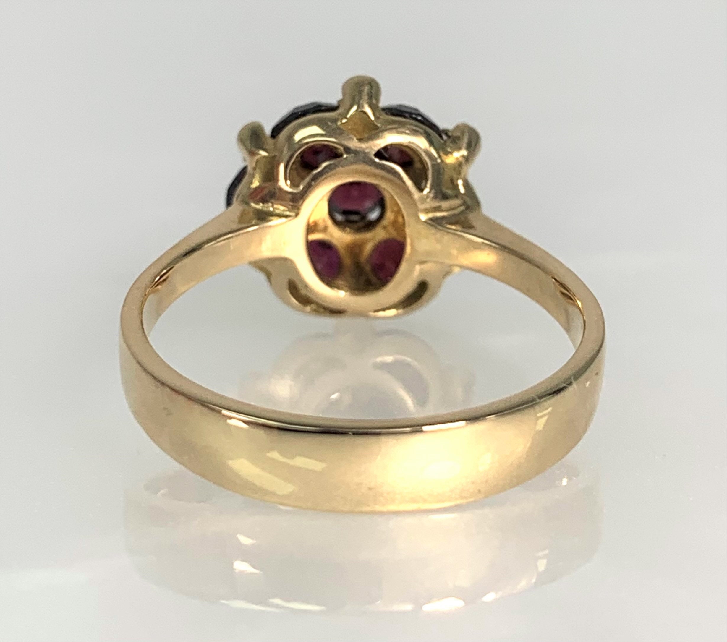 Garnet Flower Ring, Garnet Jewelry Vintage, Garnet Gold Ring 18k ...