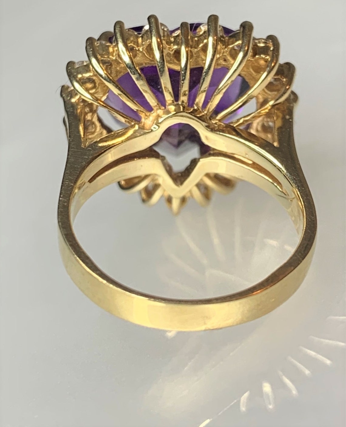 Amethyst Ring Amethyst Heart Ring Amethyst Diamond Heart - Etsy