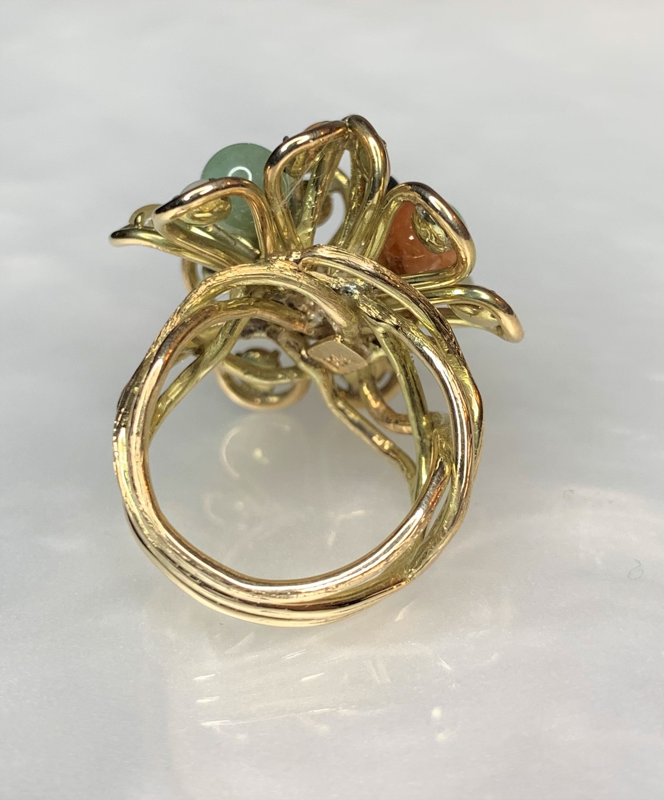 Multi Color Jade Ring, Jade Flower Ring, Natural Jade Ring, Jade Clover ...