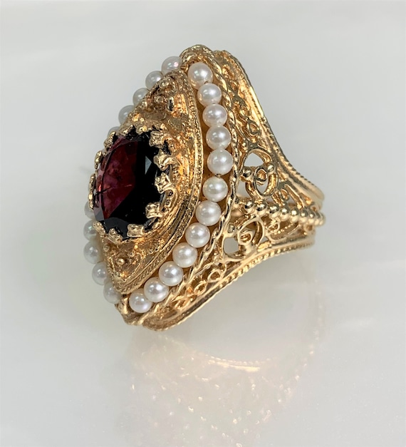 vintage ring garnet - Gem
