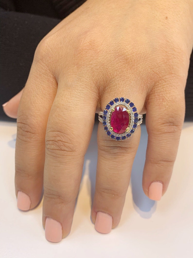 Ruby Ring, Ruby Engagement Ring, Ruby Sapphire Diamond Ring, Ruby ...