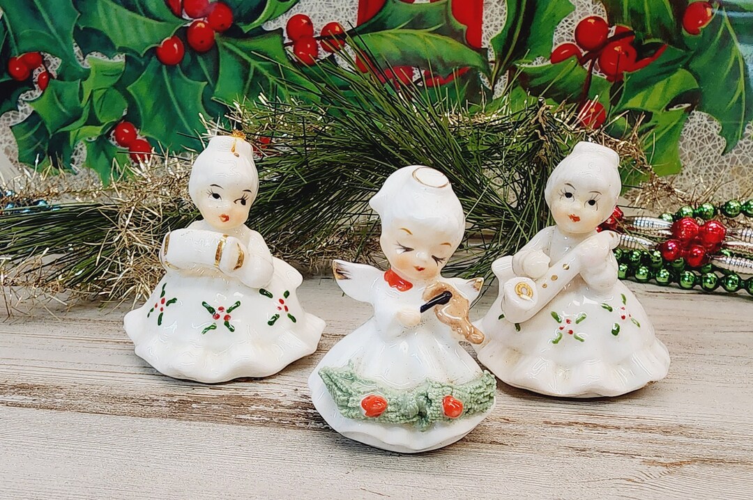 Napco Angels. Christmas Figurines. Three Angles Two Are a - Etsy