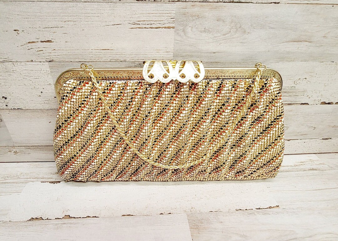 Vintage Evening Purse/clutch Gold Beaded Mesh With Beautiful Clasp and ...