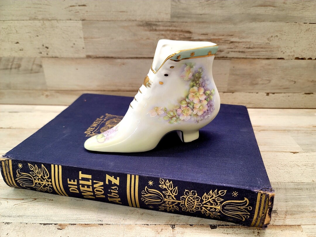 Nippon Japan Porcelain Shoe Hand-painted With Beautiful Colors and Gold ...