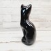 BLACK Ceramic Cat. Halloween. Large Vintage Black Ceramic Cat With Red ...