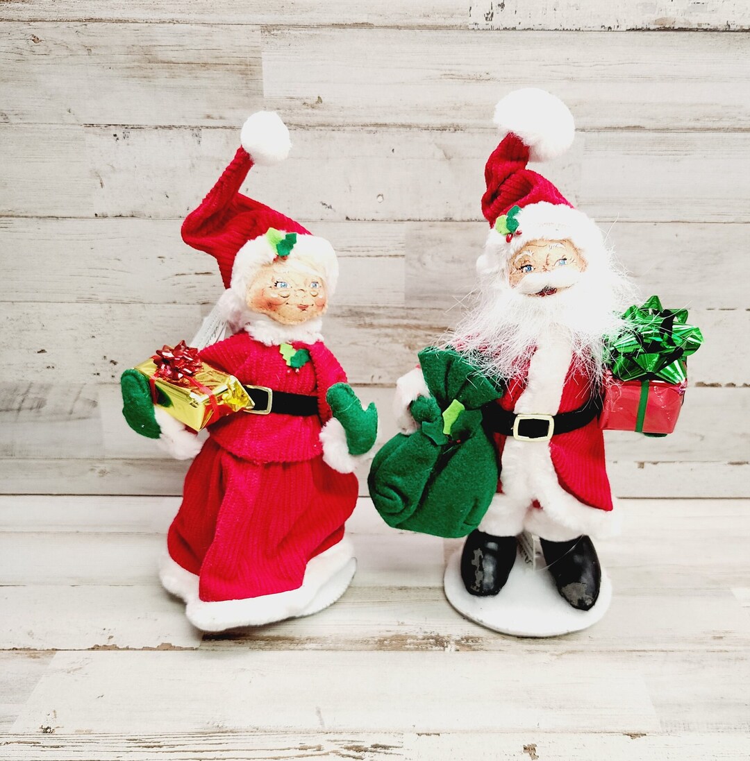 Annalee Vintage Mr. and Mrs. Holly Berry Santa's 9 Inches E-4 A - Etsy