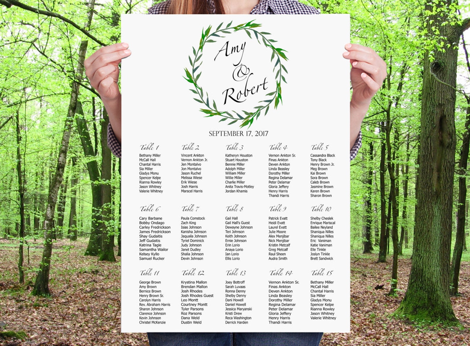 Wedding Seating Chart Printable Greenery Seating Chart | Etsy