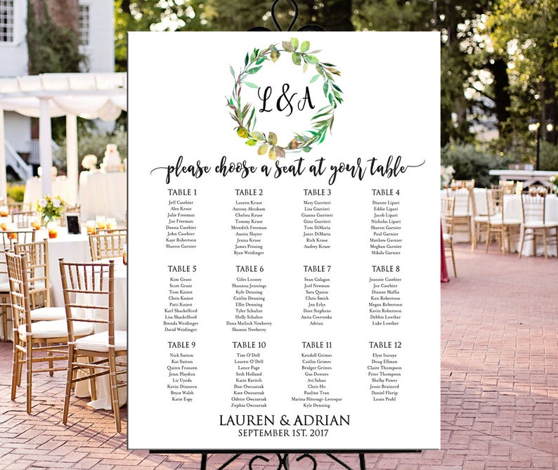 Wedding Seating Chart Personalized Printable Custom Wedding | Etsy