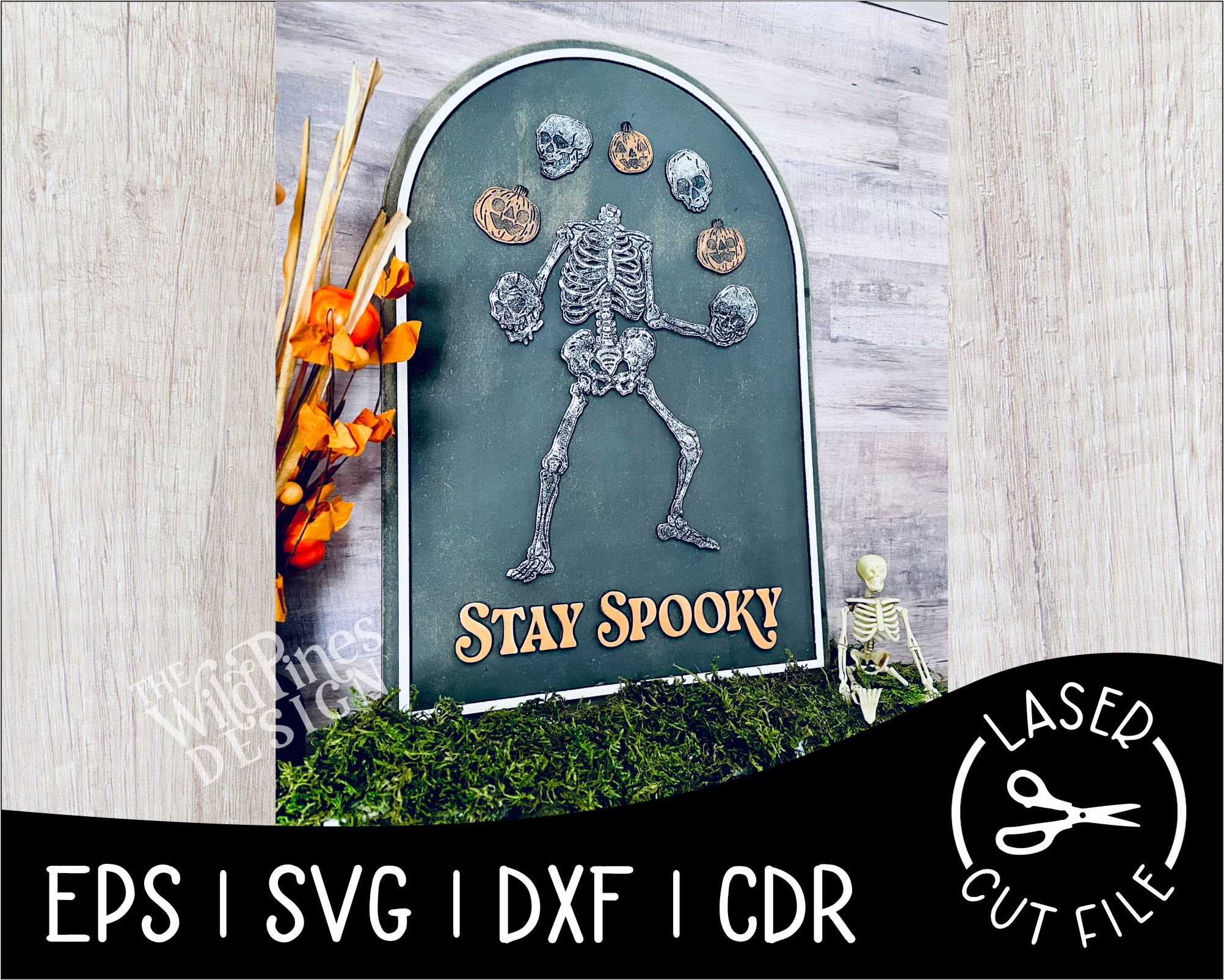 Stay Spooky Juggling Skeleton With Pumpkins Sign Halloween - Etsy