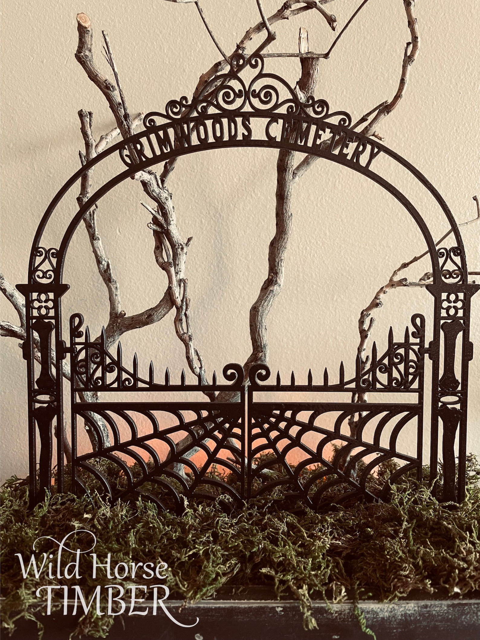 Miniature Tabletop Cemetery Gates Decoration for Halloween Decor, Laser ...