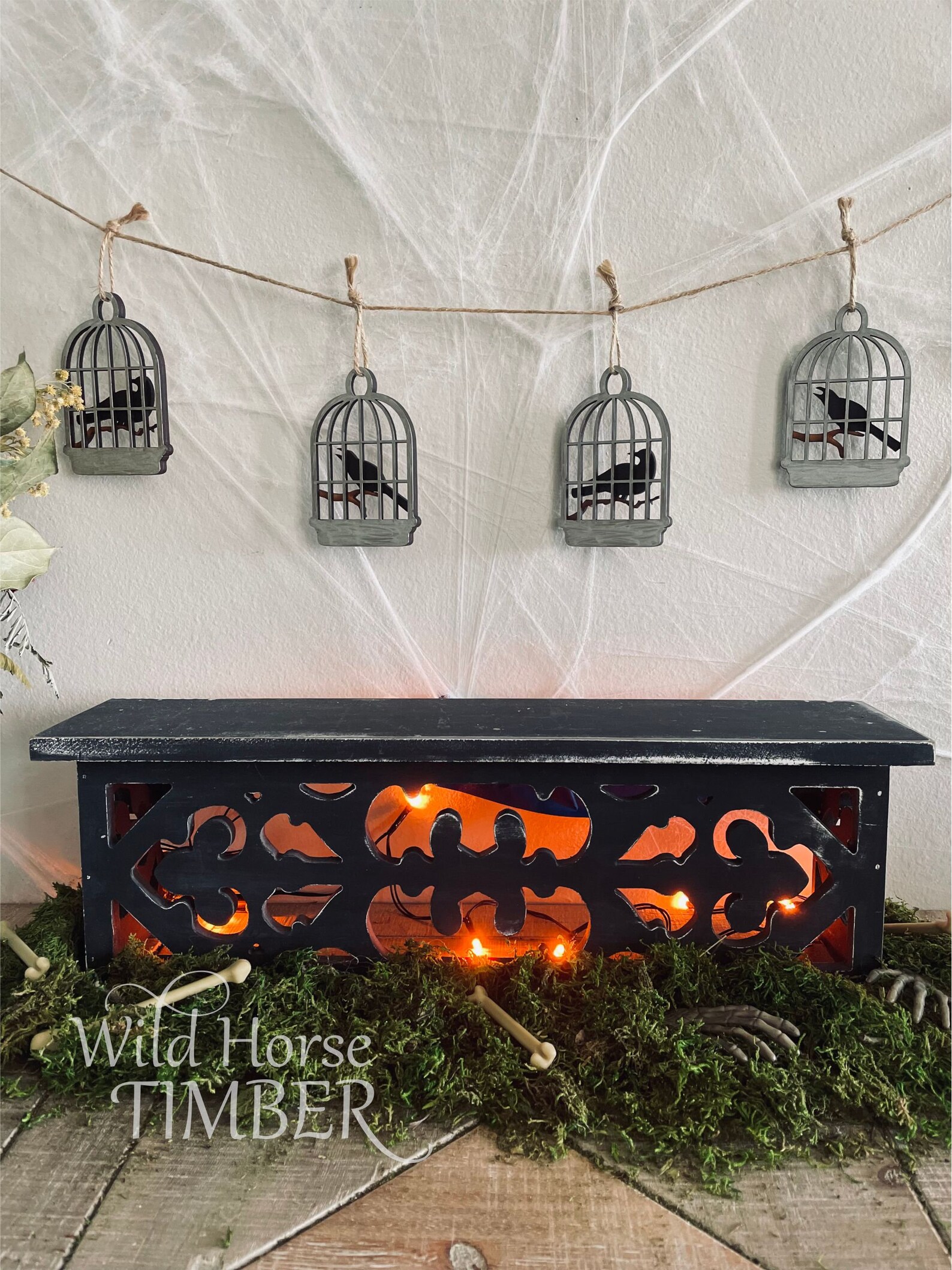 Layered Crow Bird Cage Banner Spooky Halloween Decor Laser Cut File for ...