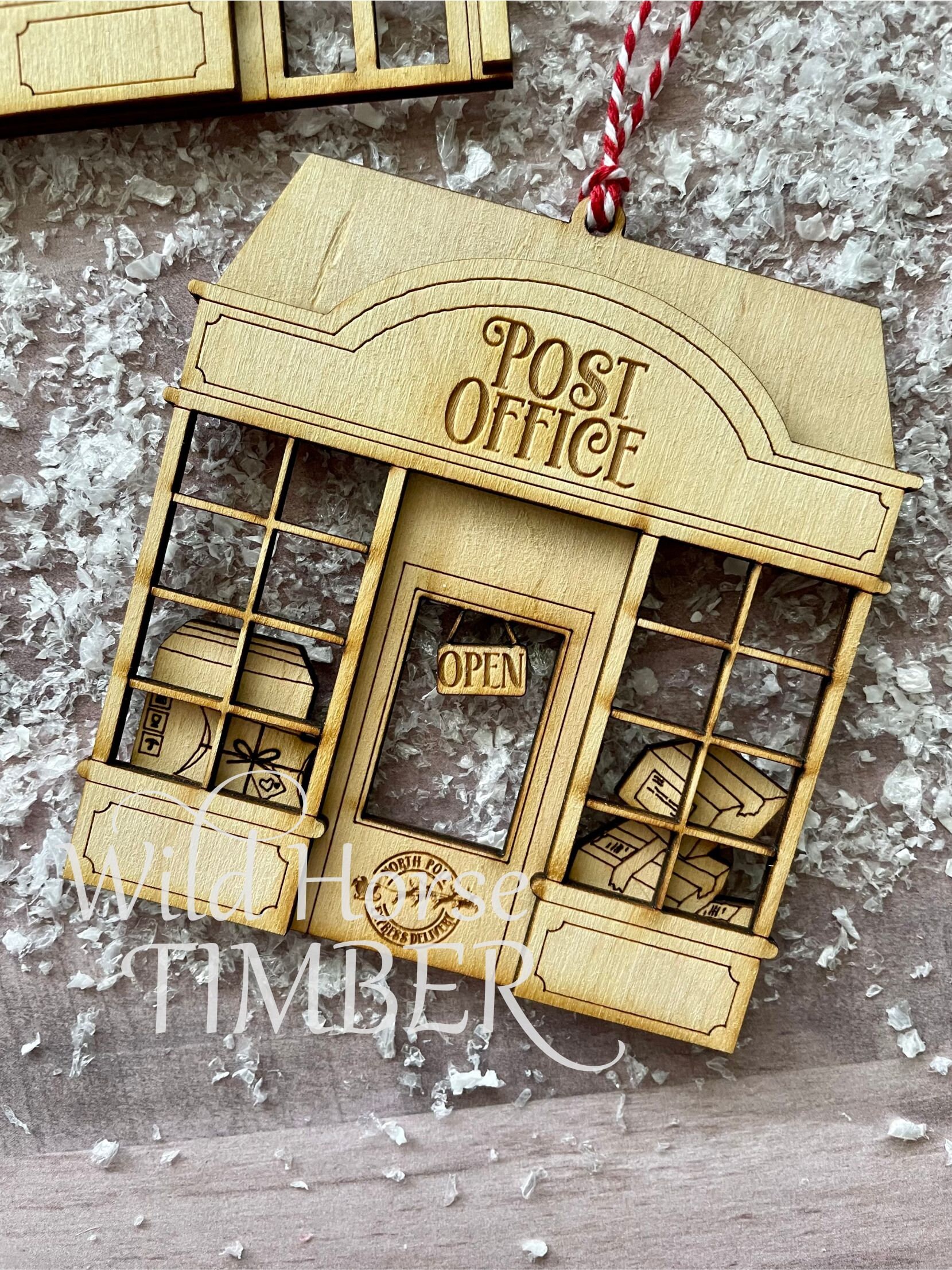 Miniature Holiday Shops, Christmas Town Ornaments, Toy Shop, Laser Cut ...