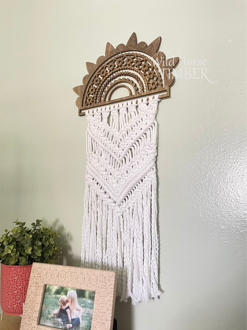 Macrame Base Cutout Rainbow Yarn Art Hanger Laser SVG Cut File - Etsy