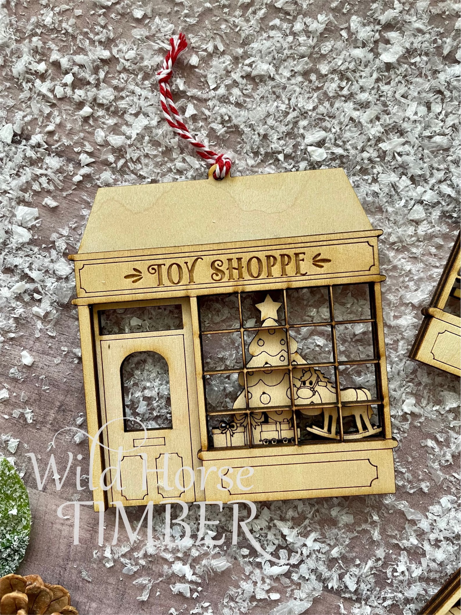 Miniature Holiday Shops, Christmas Town Ornaments, Toy Shop, Laser Cut ...
