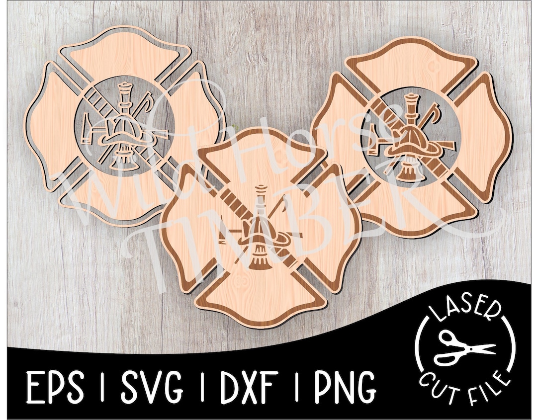 Fire Department Firefighter Badge Cutout Laser SVG Cut File for ...