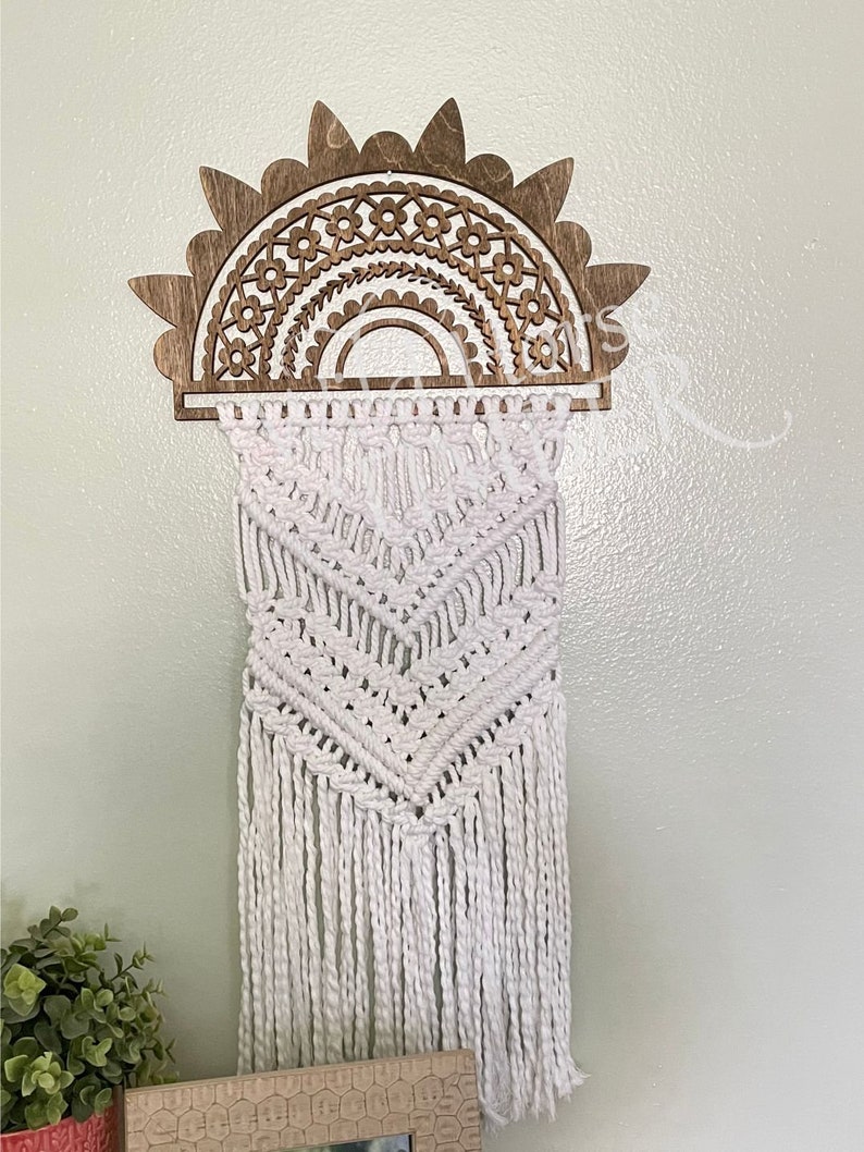 Macrame Base Cutout Rainbow Yarn Art Hanger Laser SVG Cut File - Etsy