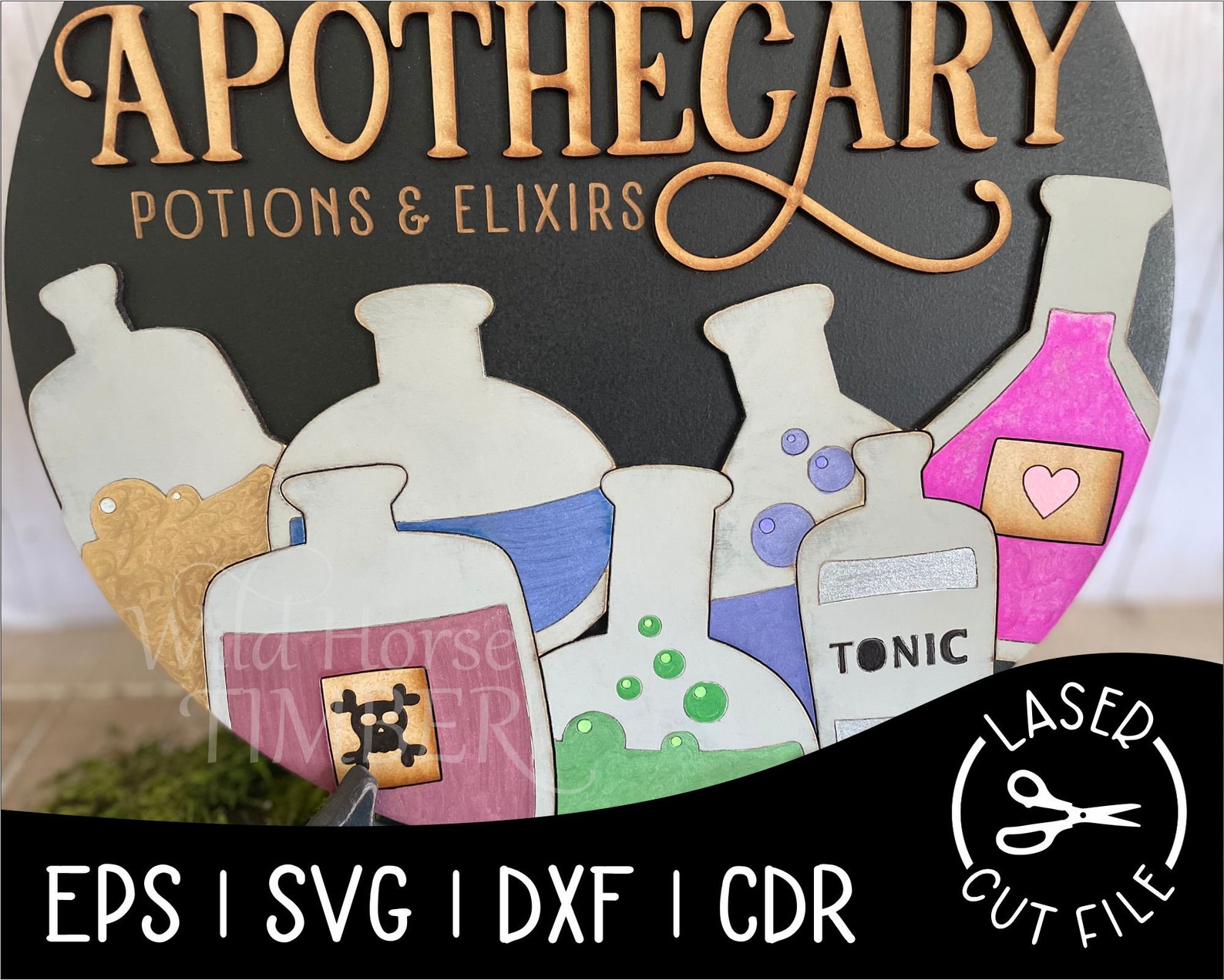 Apothecary Potion and Elixer Sign Halloween Decor Laser Cut File for ...