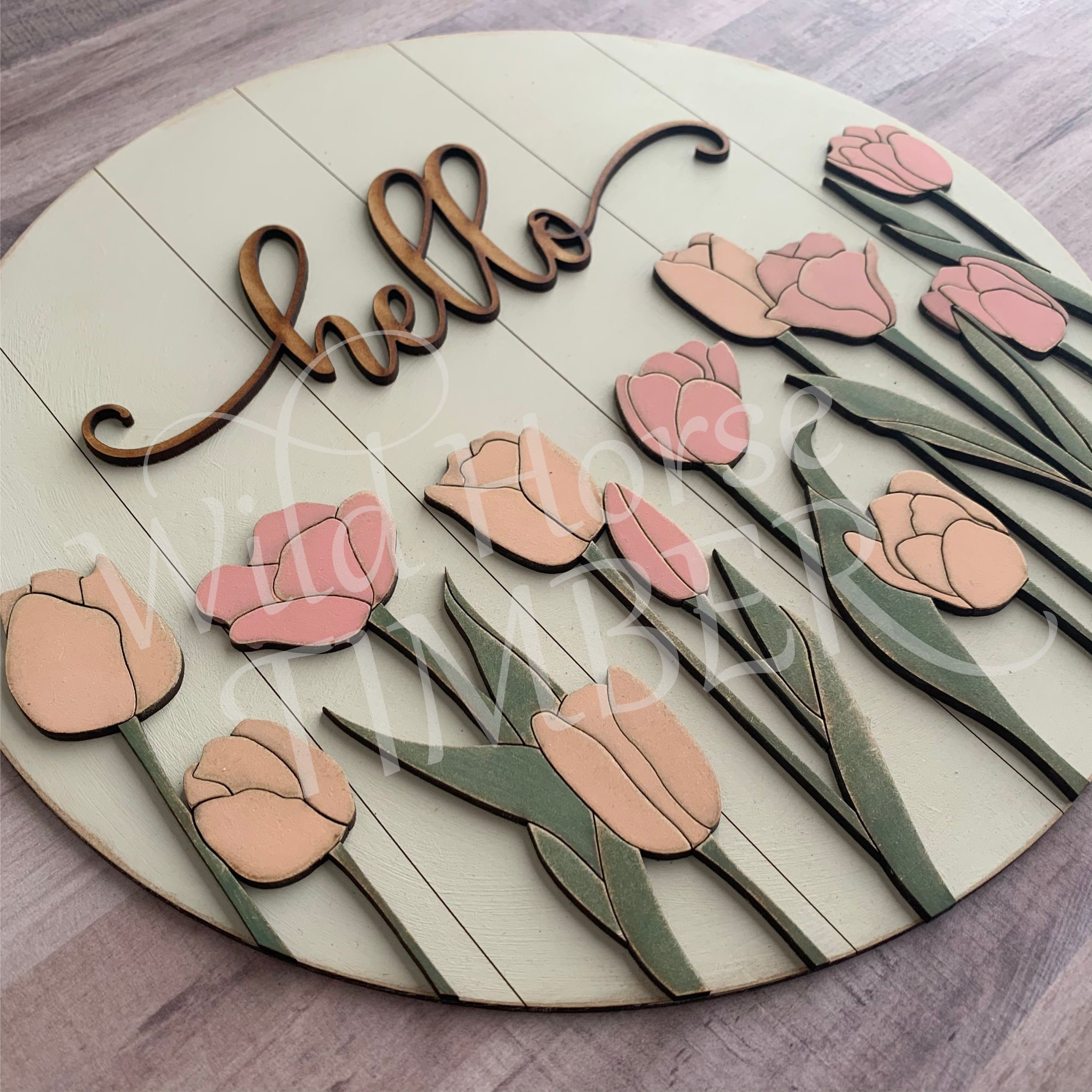 Spring Tulips Round Sign Easter Decor Tulip Field Laser SVG | Etsy