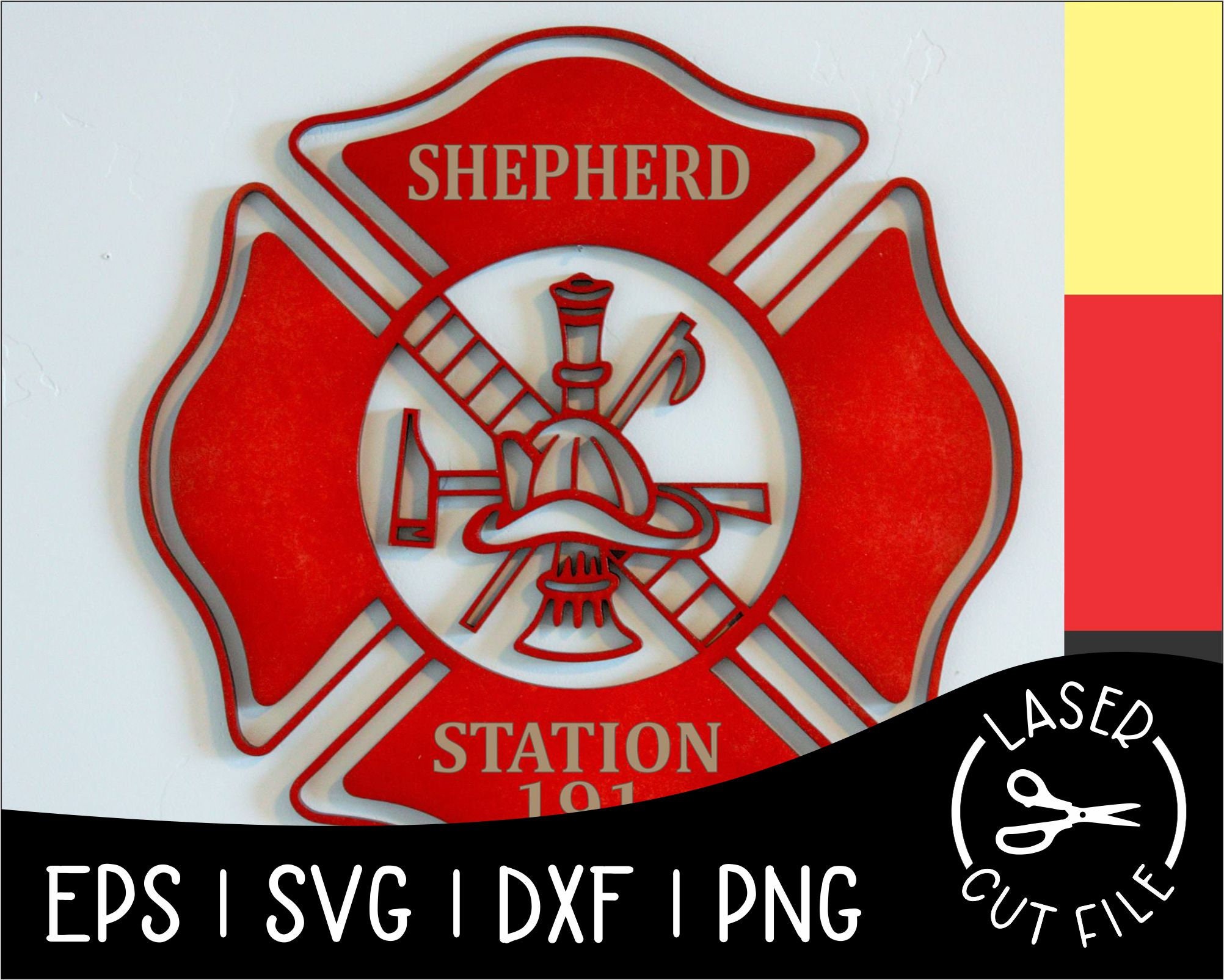 Fire Department Firefighter Badge Cutout Laser SVG Cut File for ...