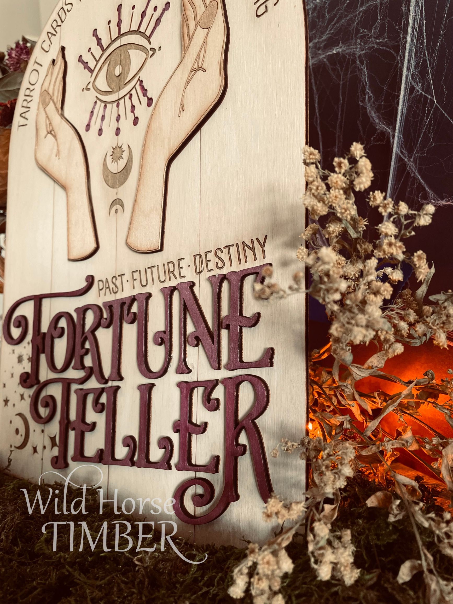 Old Fortune Teller Sign Tarrot Palm Reading Crystal Ball Halloween ...