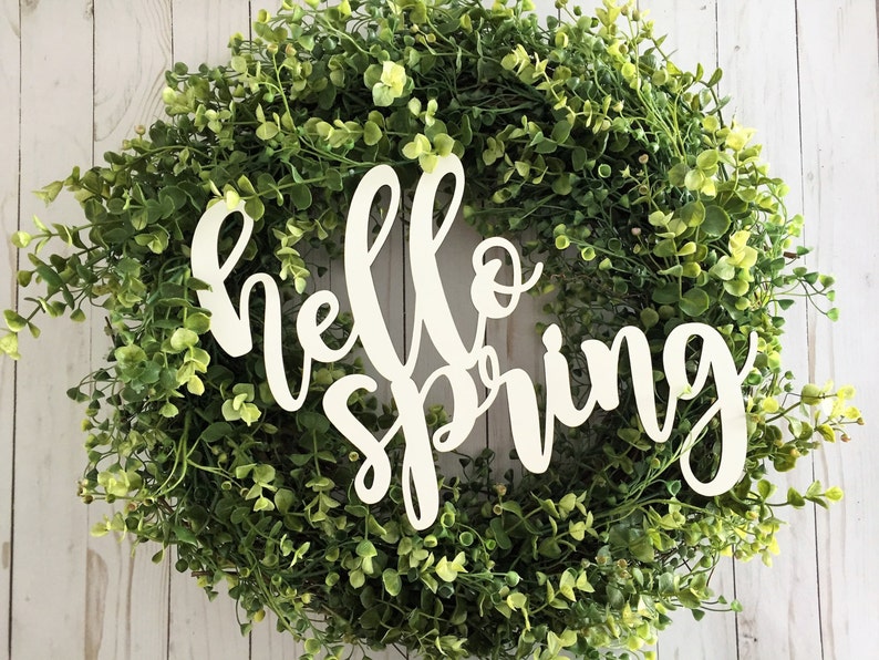 Hello Spring Cutout Hello Spring Sign Wreath Embellishment | Etsy