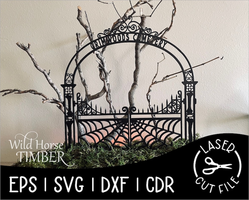 Miniature Tabletop Cemetery Gates Decoration for Halloween Decor, Laser ...