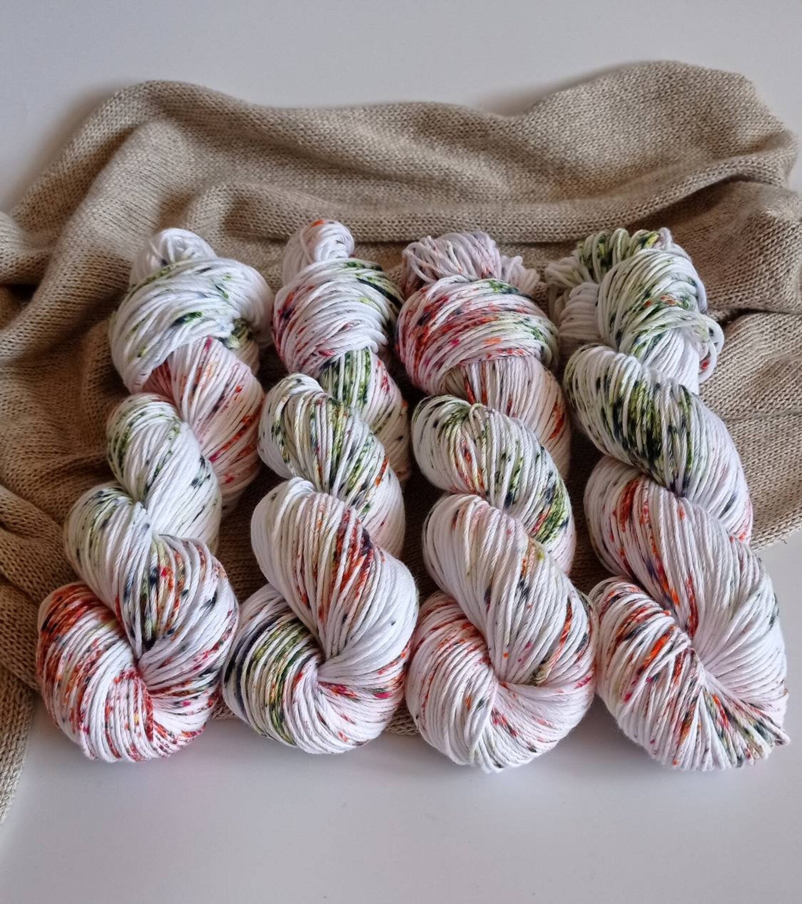 Hand dyed variegated cotton yarn skein dk weight Baby blanket | Etsy