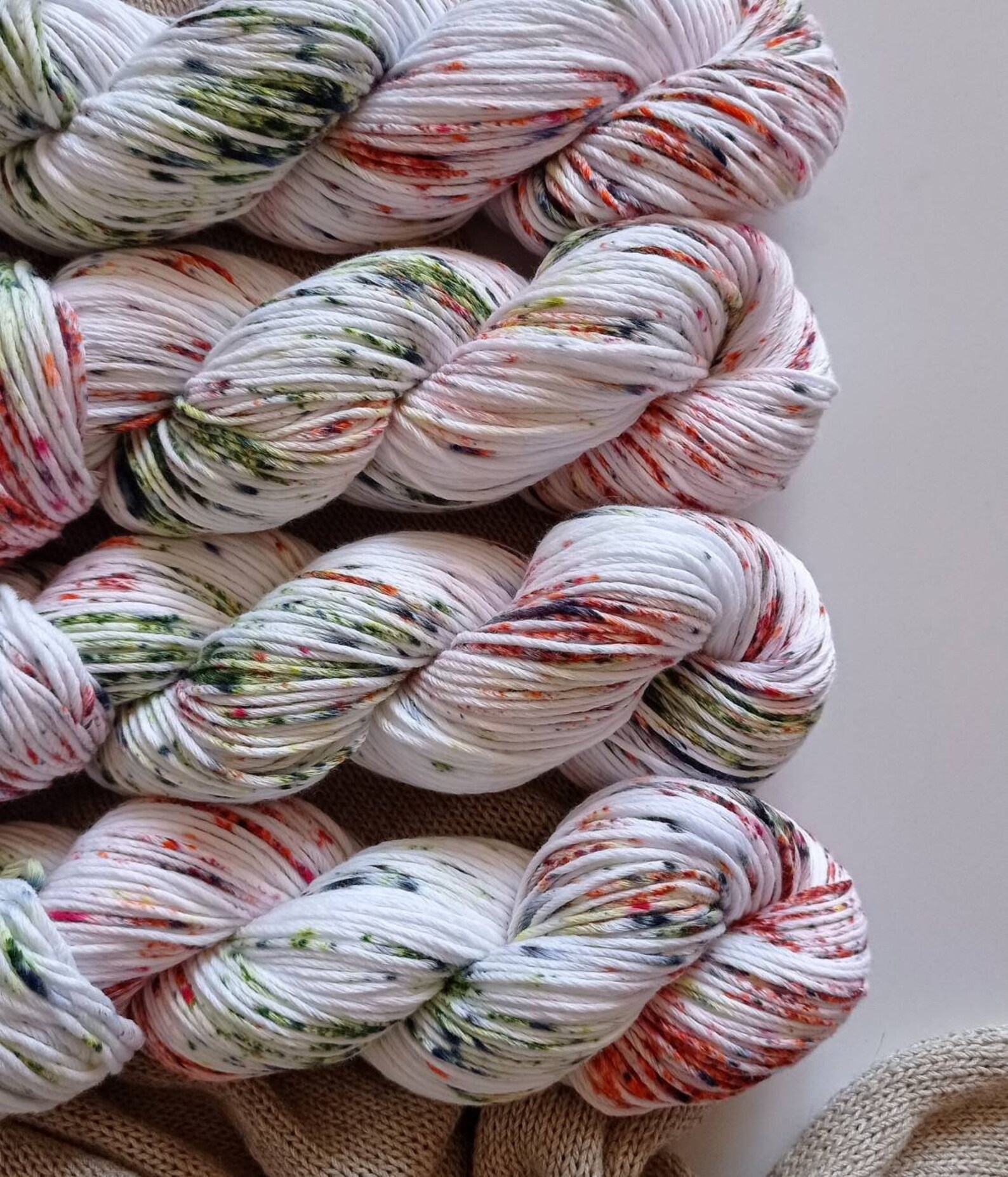 Hand dyed variegated cotton yarn skein dk weight Baby blanket | Etsy