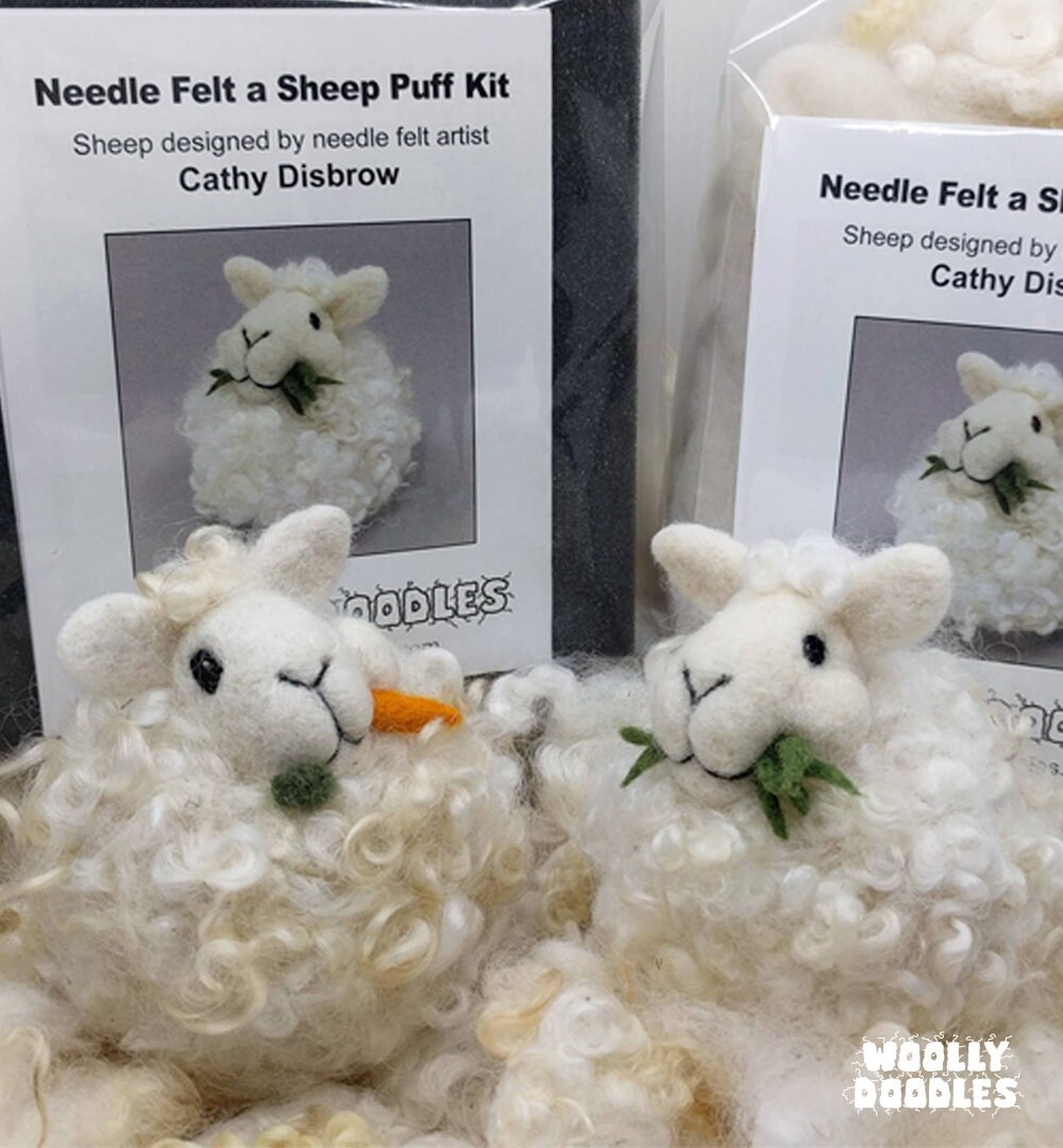 Kit: Chewing Sheep Puff Needle Felt Kit, DIY Craft Kit, Sheep Felting ...