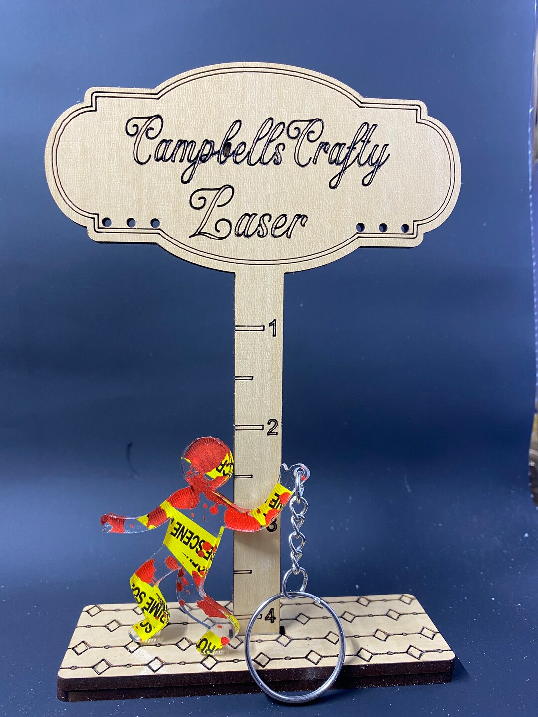 Laser Cut Dexter Inspired Blood Spatter Caution Body Outline Key Chain ...