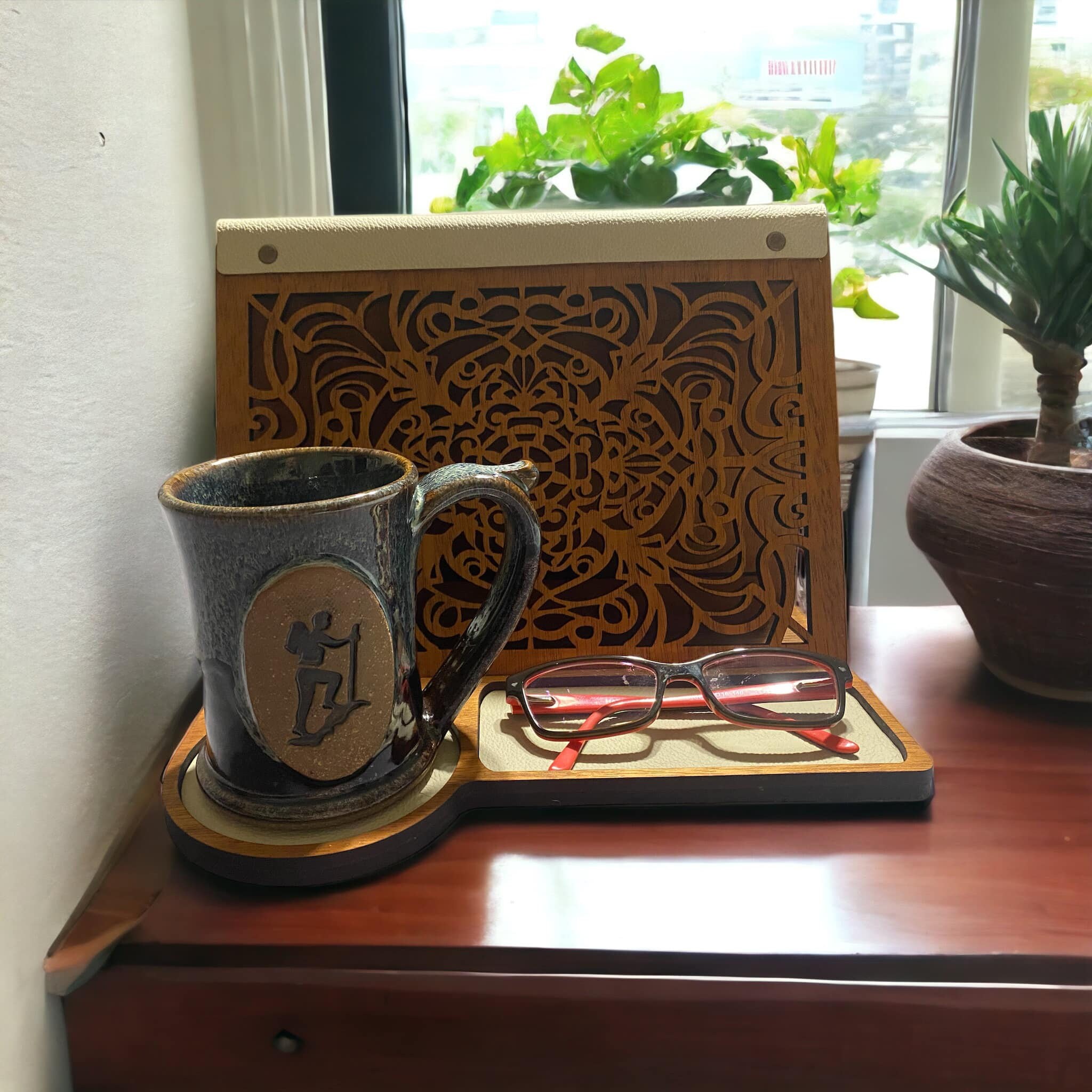 Wooden Book Valet Tray, iPad Tablet, Bookmark, Nightstand Tray, Unique ...