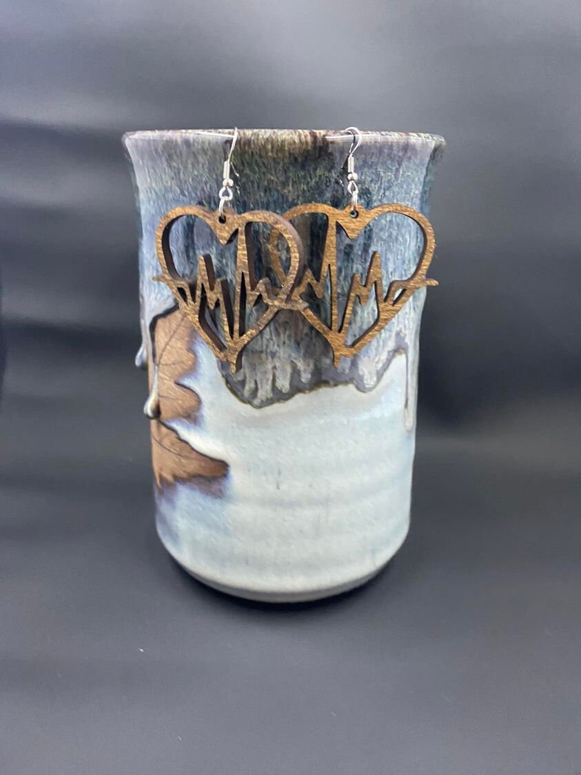 Laser Cut Heart Rhythm Heart Dangle Earrings- Nurses, Doctors, Surgical ...