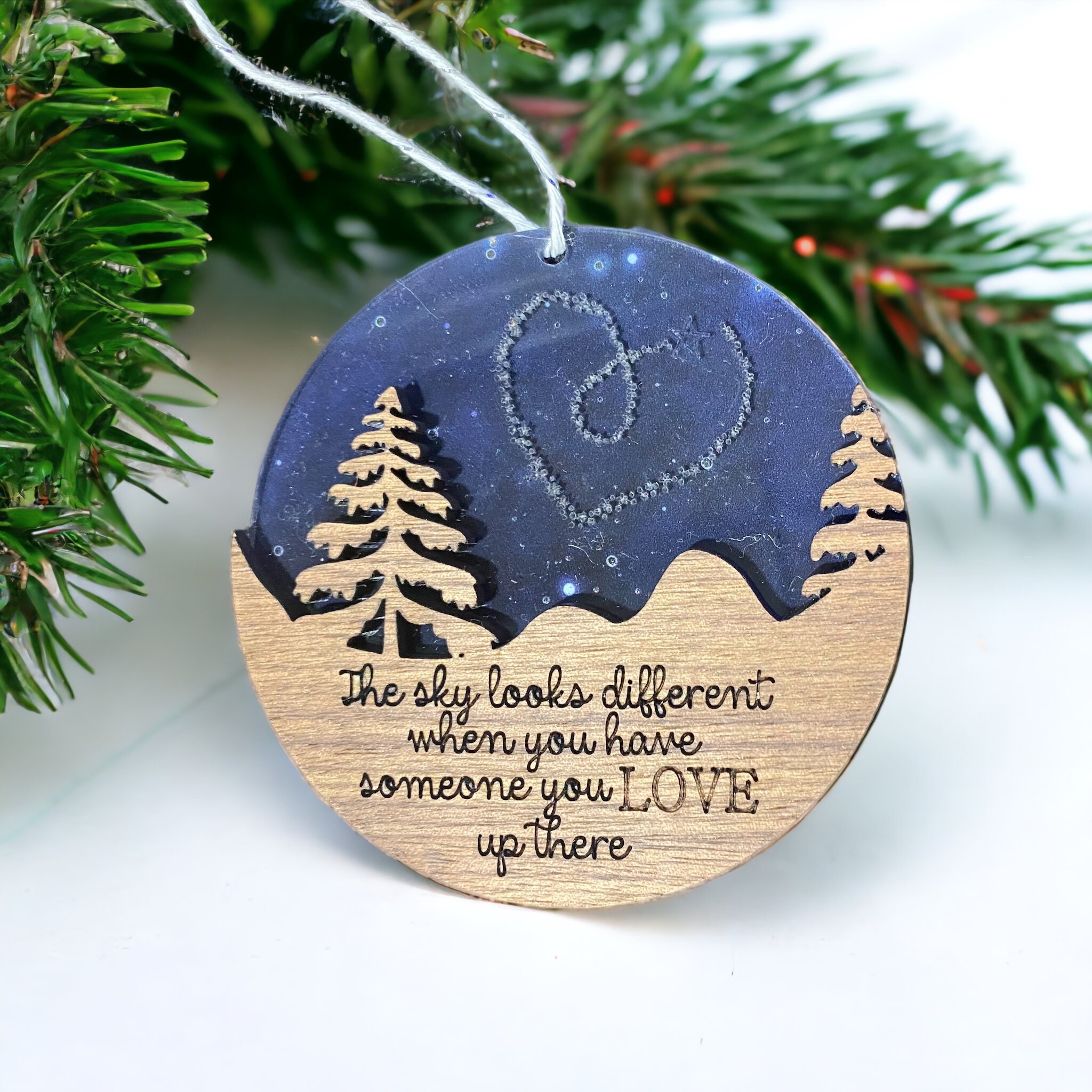 Laser Cut Wooden Memorial Ornament With the Night Sky - Etsy