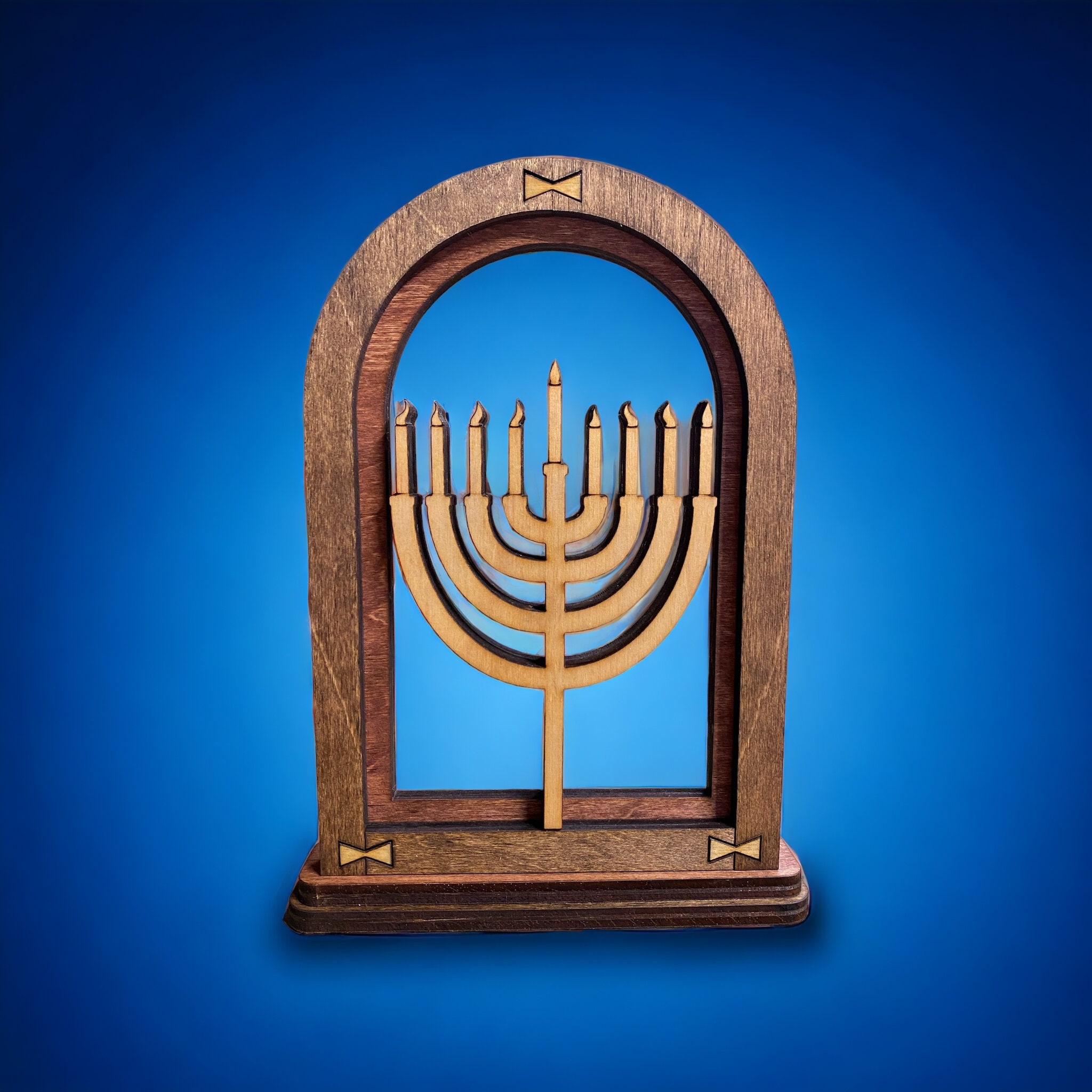 Heirloom Menorah Mantle Arch-laser Cut, Wooden, Festive ,hanukkah ,home ...