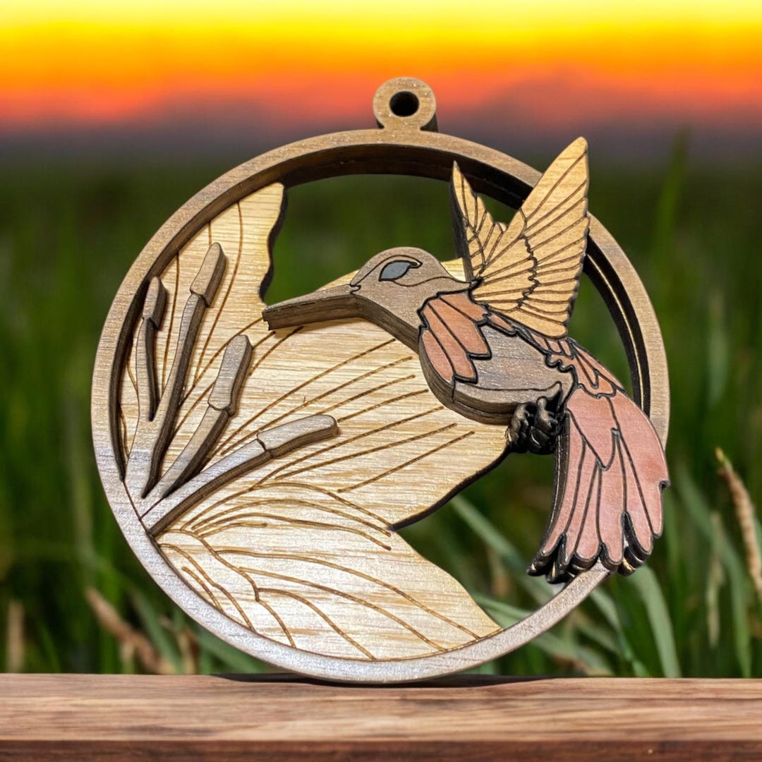 Wooden Layered Hummingbird Ornament- Heirloom Ornament, 3D Hummingbird ...