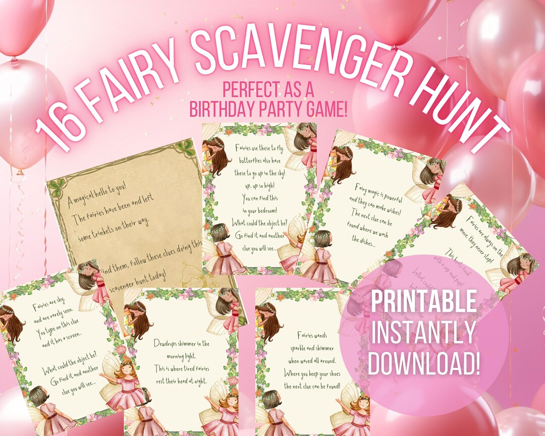 PRINTABLE SCAVENGER HUNT Game, From a Fairy, Fairyland, Fairies for ...