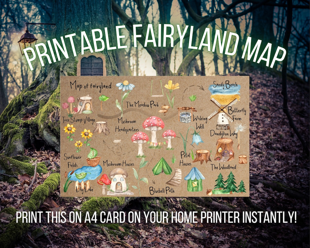 Printable Fairyland Map Fairy Map From a Fairy Fairyland - Etsy
