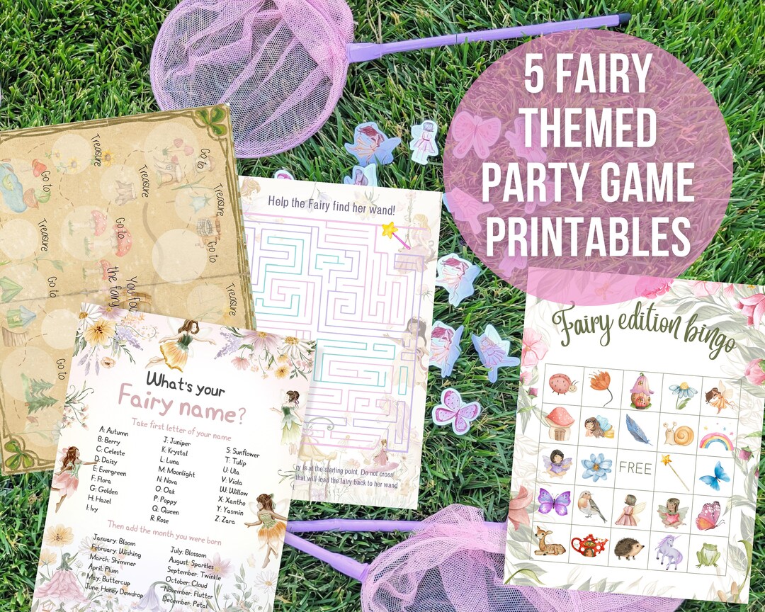 PRINTABLE 5 Fairy Party Game, From a Fairy, Fairyland, Fairy Activity ...