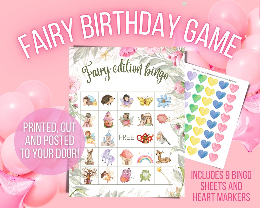 Birthday Game Fairy Theme Bingo Fairy Party Fairy Game - Etsy