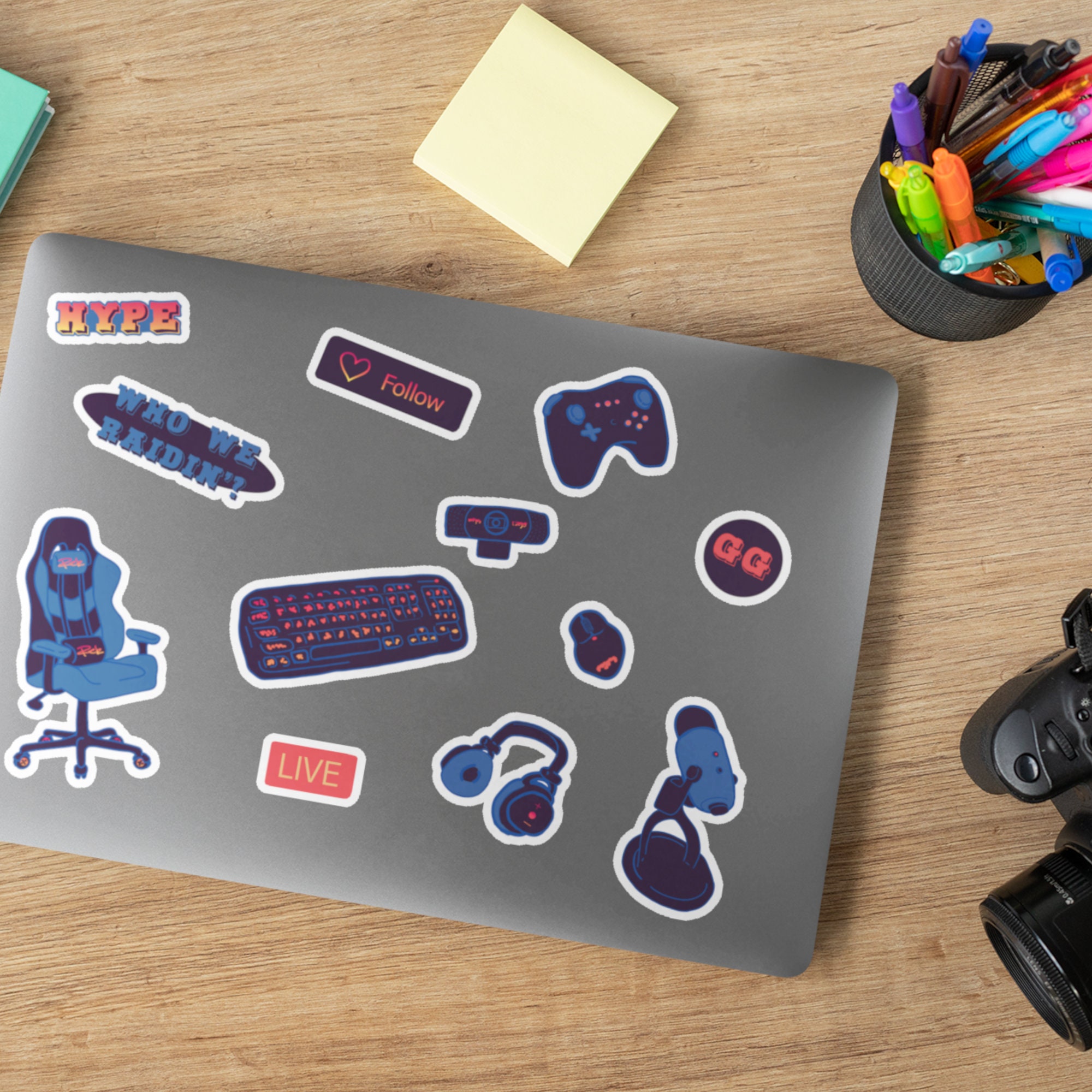 Streamer Blue Theme Gamer Life Kiss Cut Sticker Set - Etsy