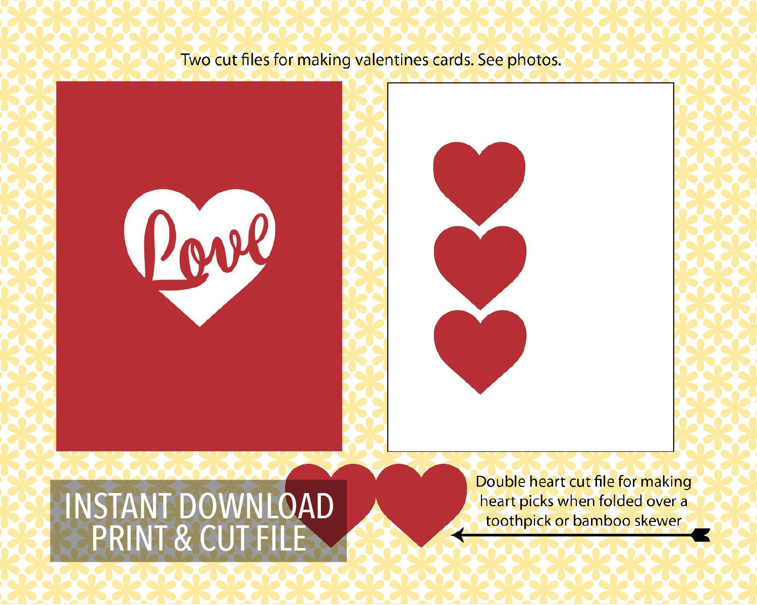 Set of Two Valentine Cards With Cut Files and a Set of Xoxoxo - Etsy