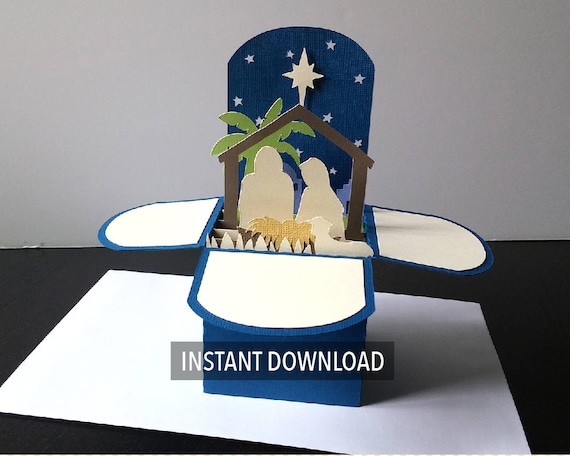 Crèche de Noël pop-up boîte carte Télécharger de couper des - Etsy France