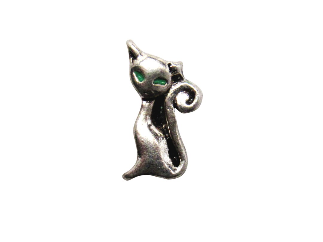 Cat Charm for Floating Lockets, Bulk Wholesale Green Eyes Cat Living ...