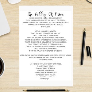 The Valley of Vision PRINTABLE | Prayer | 5 Different Sizes | Christian ...