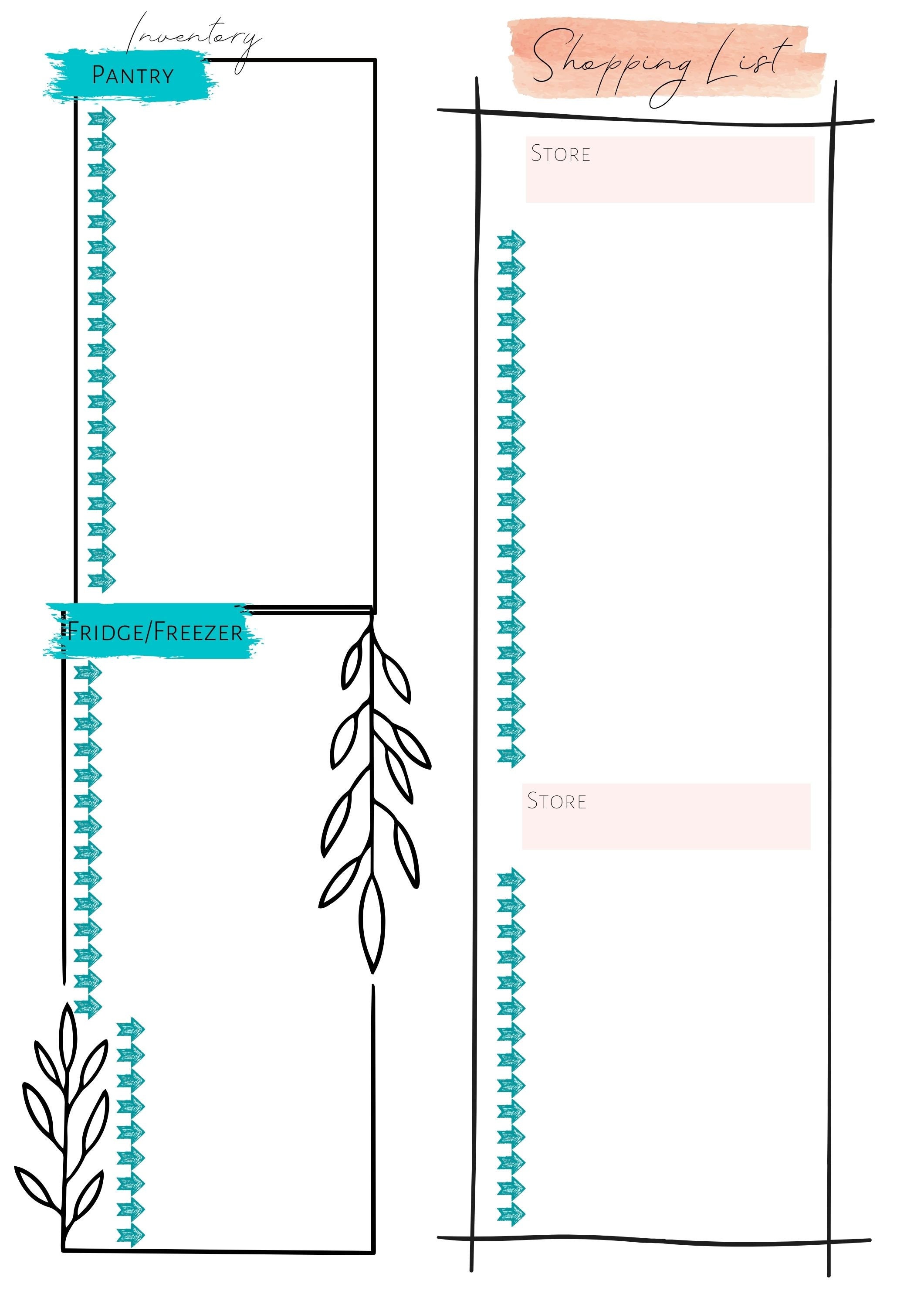 Printable Weekly Menu + Shopping and Inventory Lists - Etsy